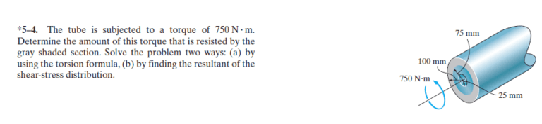 Civil Thinking › shafts 5-4. The tube is subjected to a torque of 750 N ...